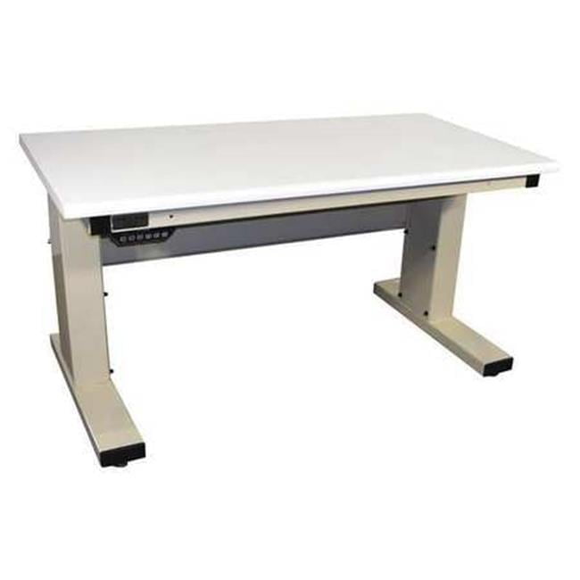 Electric Height Adjustable Workstation, White ESD Laminate with 90 deg ...