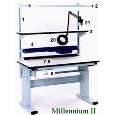Ergo-Line Workstation, Black Epoxy Resin, Light Gray Frame - 60 x 30 x ...