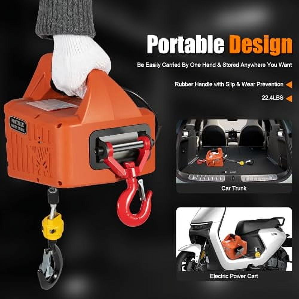 Electric Hoist Winch 1100lbs, 1500W 2-in-1 Portable Electric Winch 25ft ...
