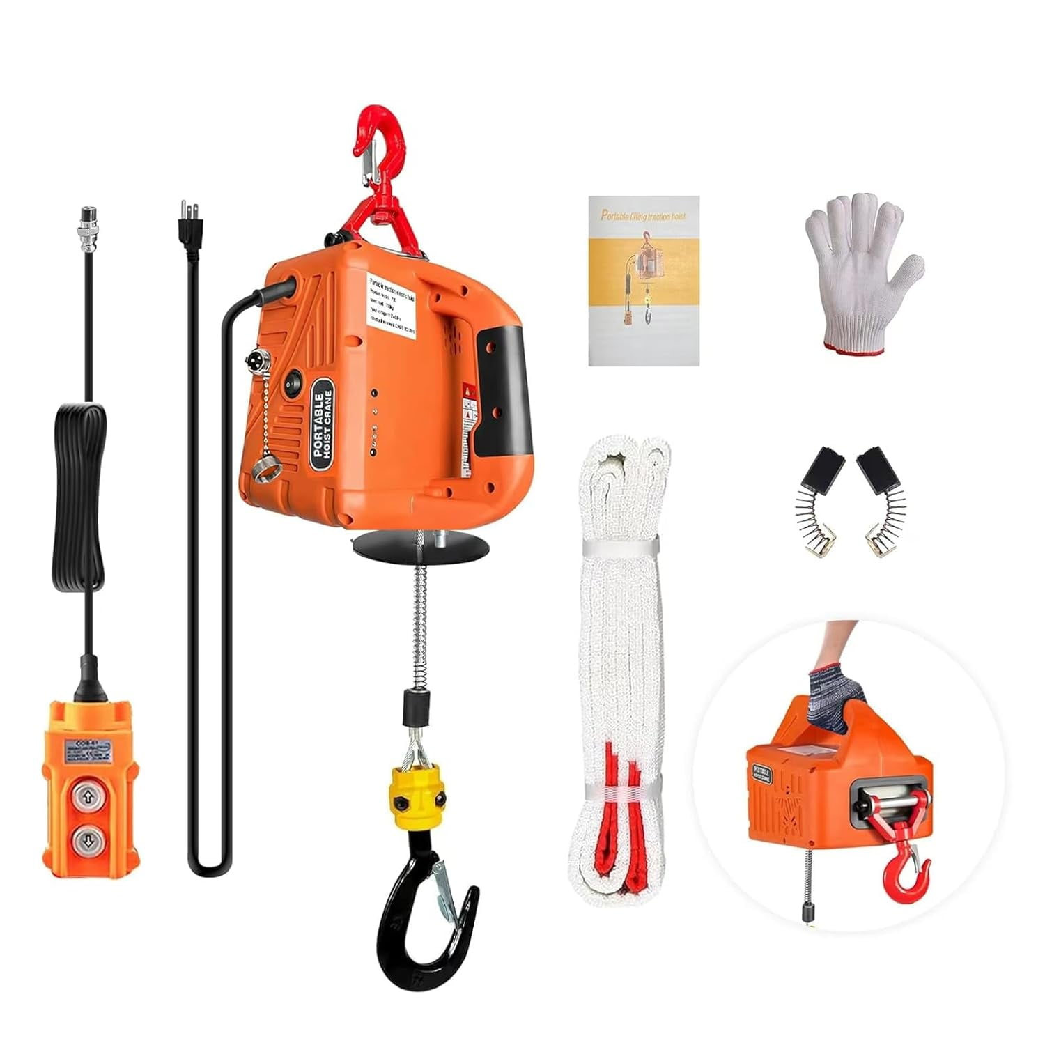 Electric Hoist Winch 2202LBS Portable Winch Crane 1500W 110V Power ...