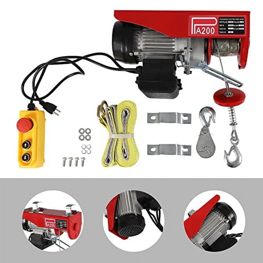 Electric Hoist Winch 440lbs, Automatic Lift Electric Cable Hoist with ...
