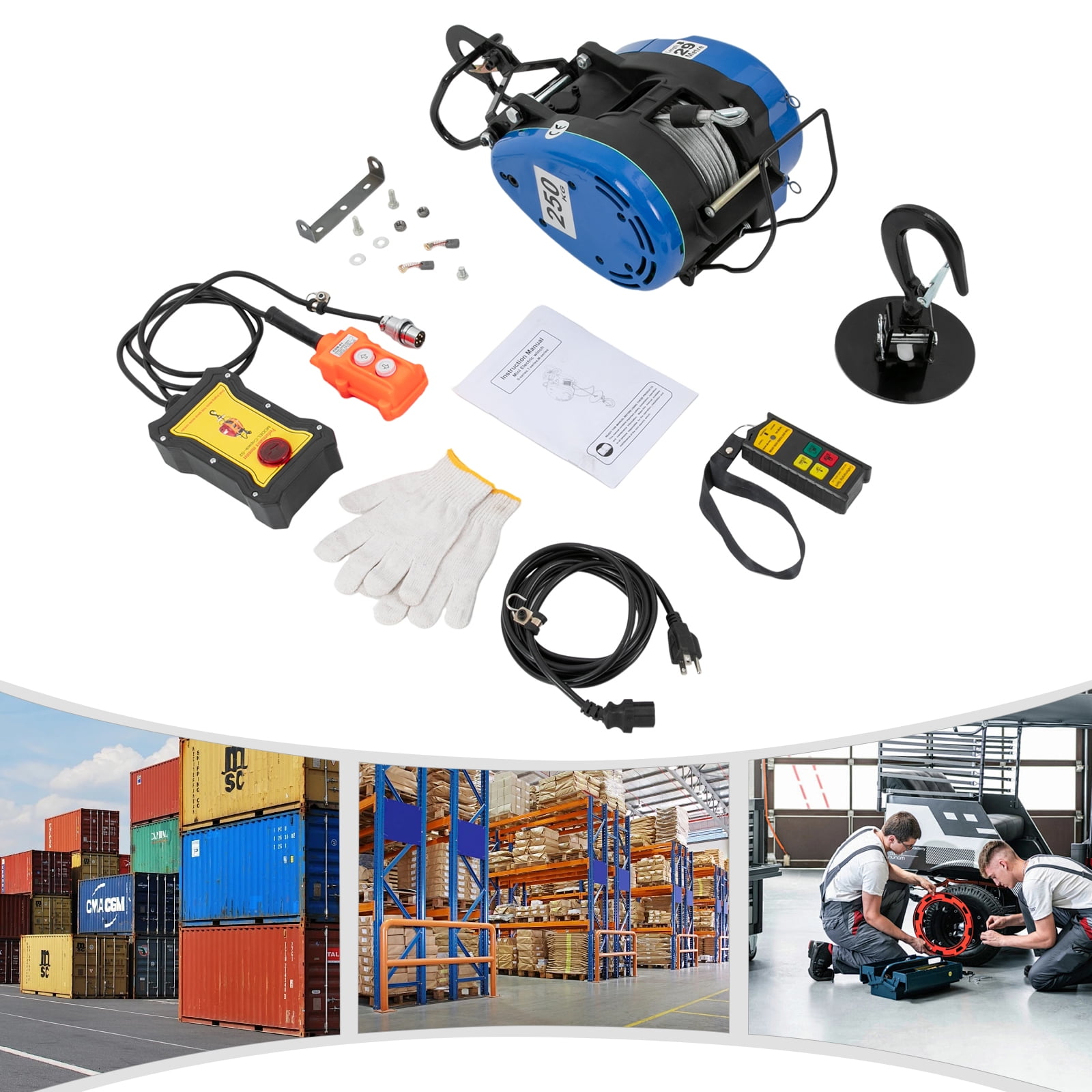 Electric Hoist with Wireless Remote Control, 250kg Capacity, 98.43ft ...