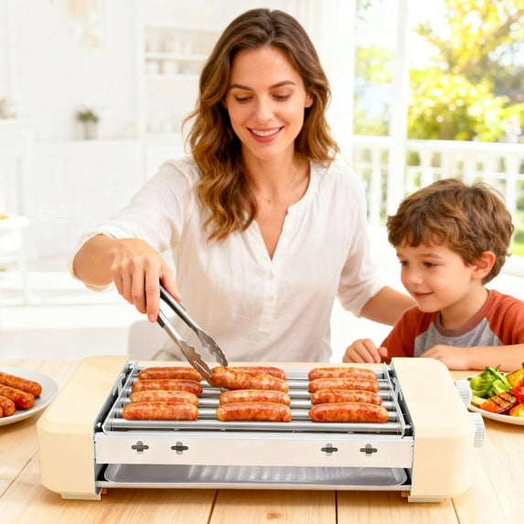 Electric Hot Dog Roller 3 in 1 Indoor Grills Portable with Non-stick ...