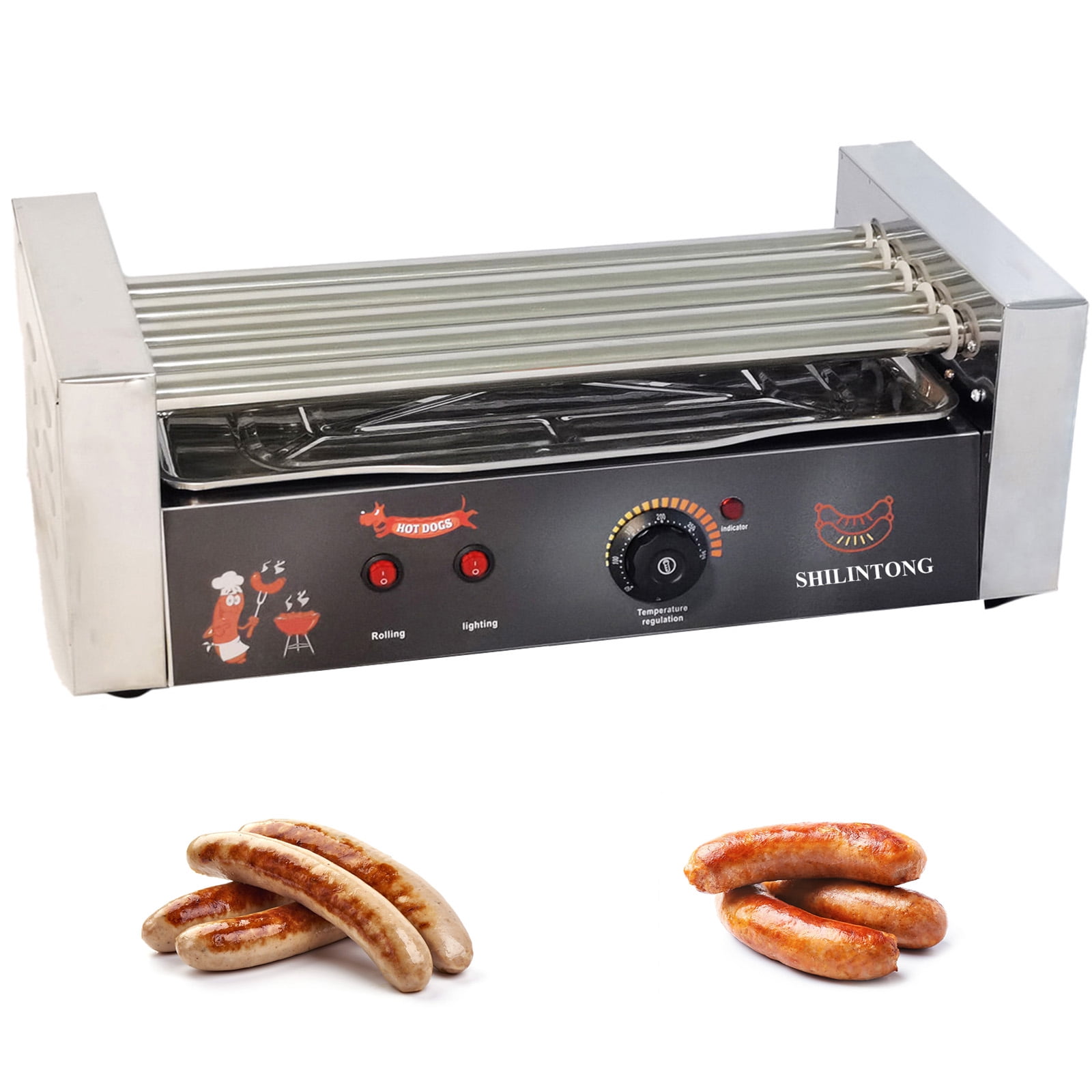Electric Hot Dog Roller Machine - 5 Stainless Steel Hot Dog Rollers ...