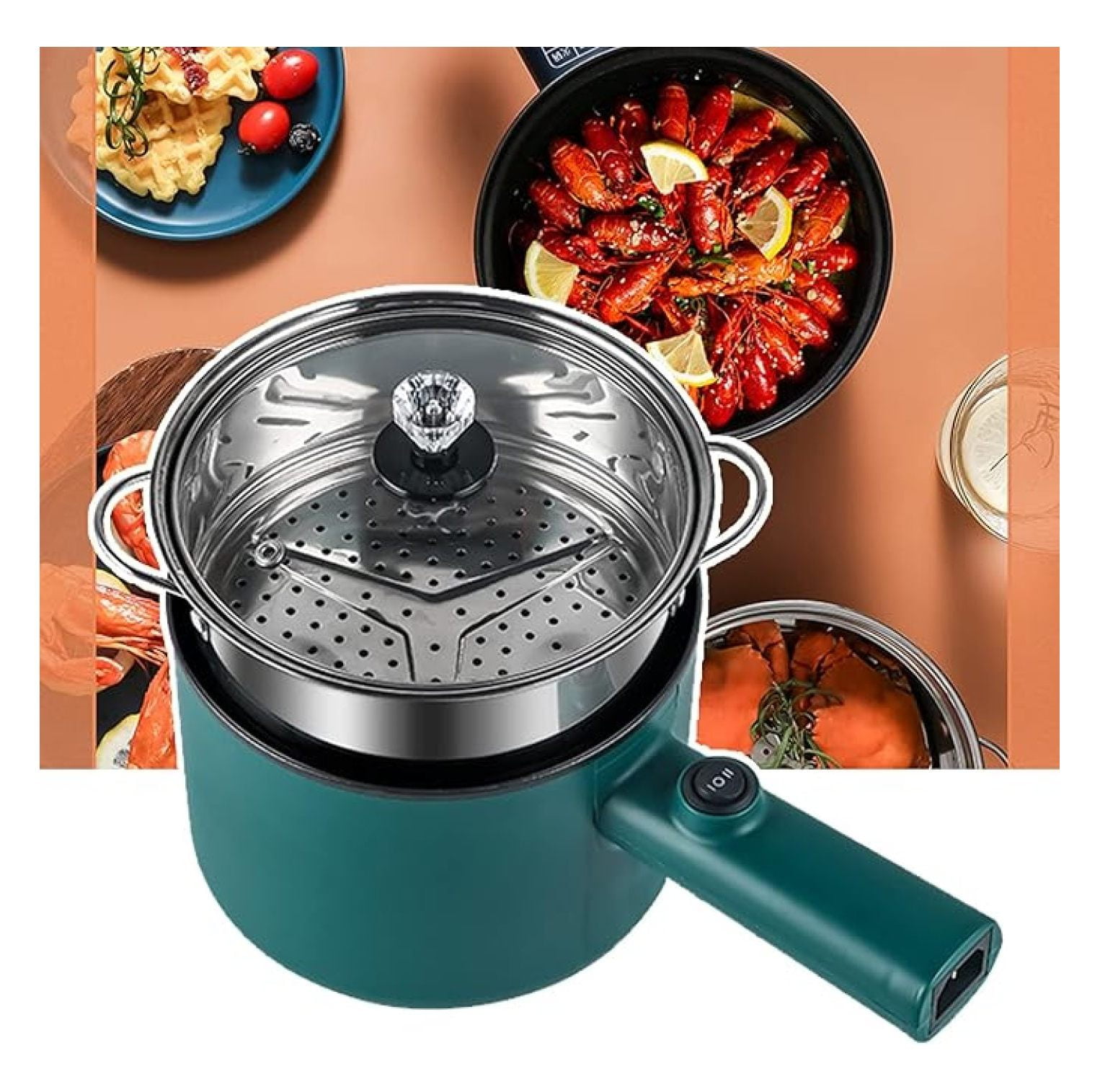 Electric Hot Pot, 1.8L Portable Skillet Nonstick Cooker - Dual Power ...