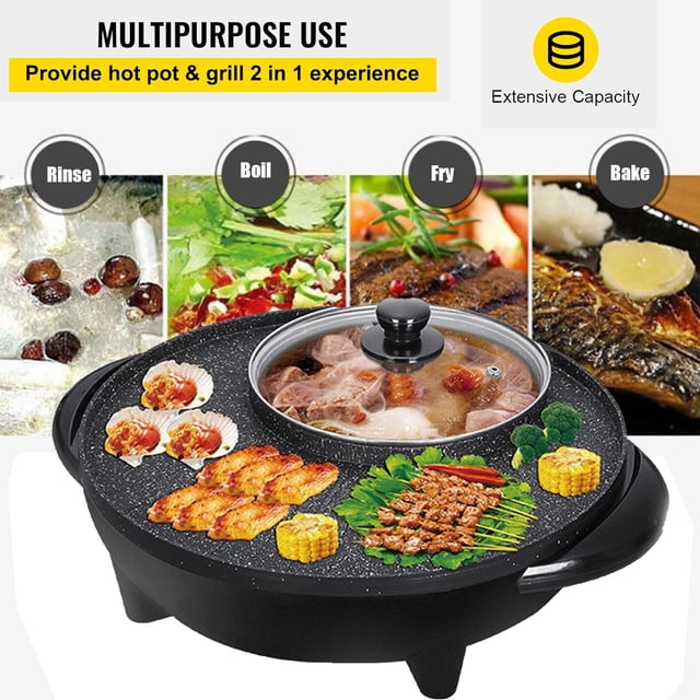 Electric Hot Pot and Grill Combo, 110V Hot Pot with Grill 2 in 1 ...