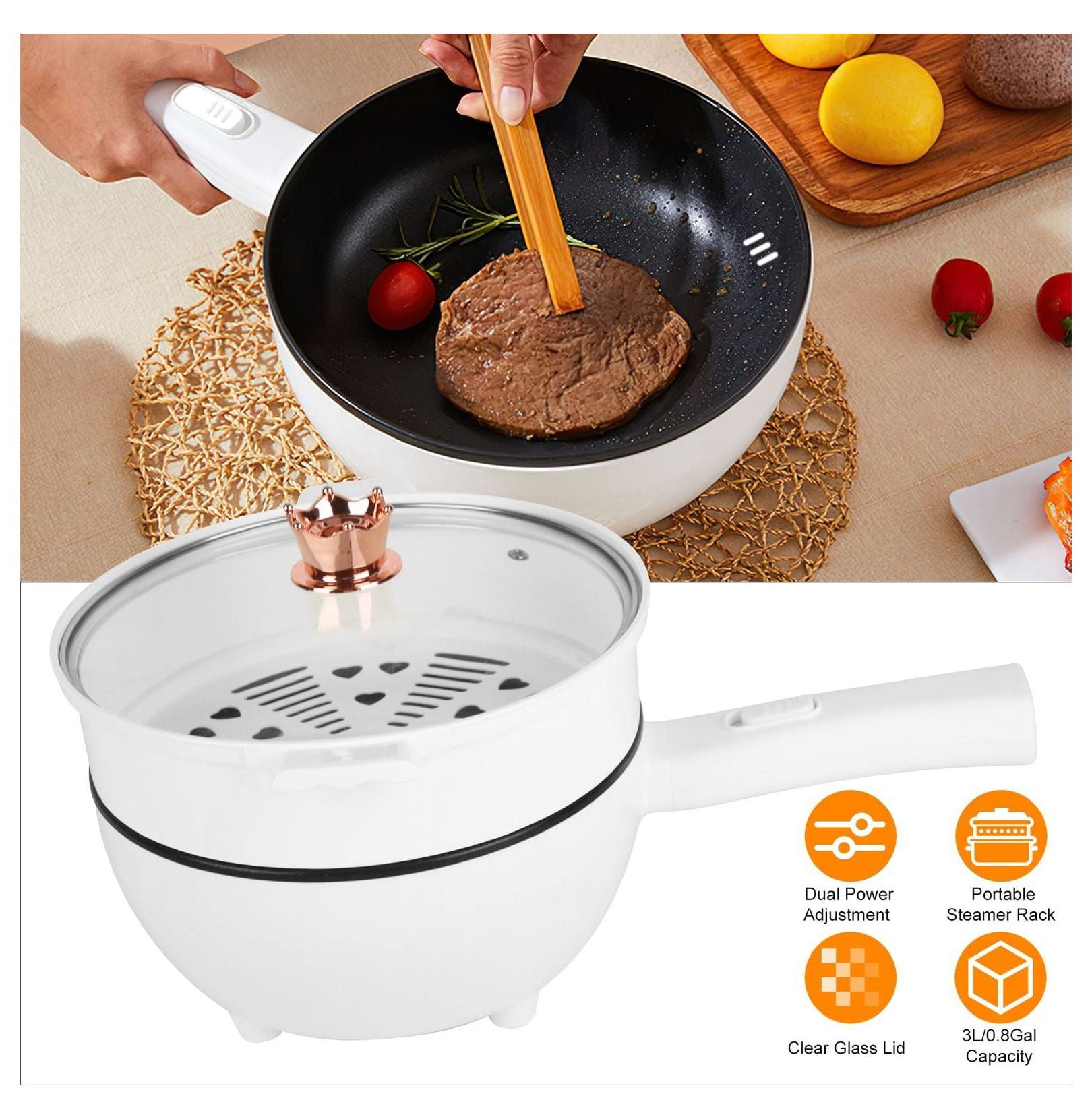 Electric Hot Pot, Portable Non-Stick Frying Pan, Rapid Noodle Cooker ...