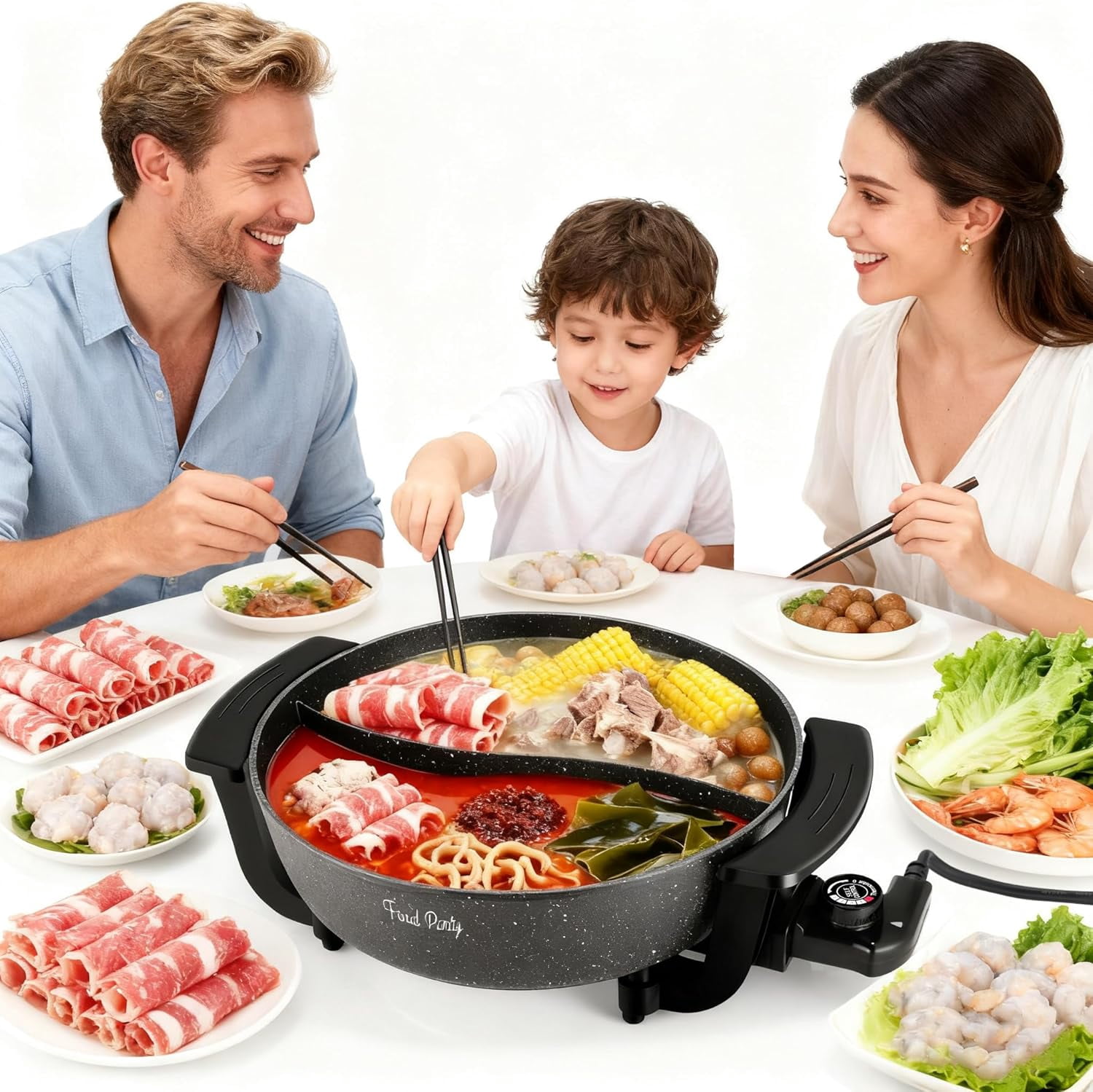 Electric Hot Pot with Divider Hotpot Pot Electric Hopot Cooker Shabu ...