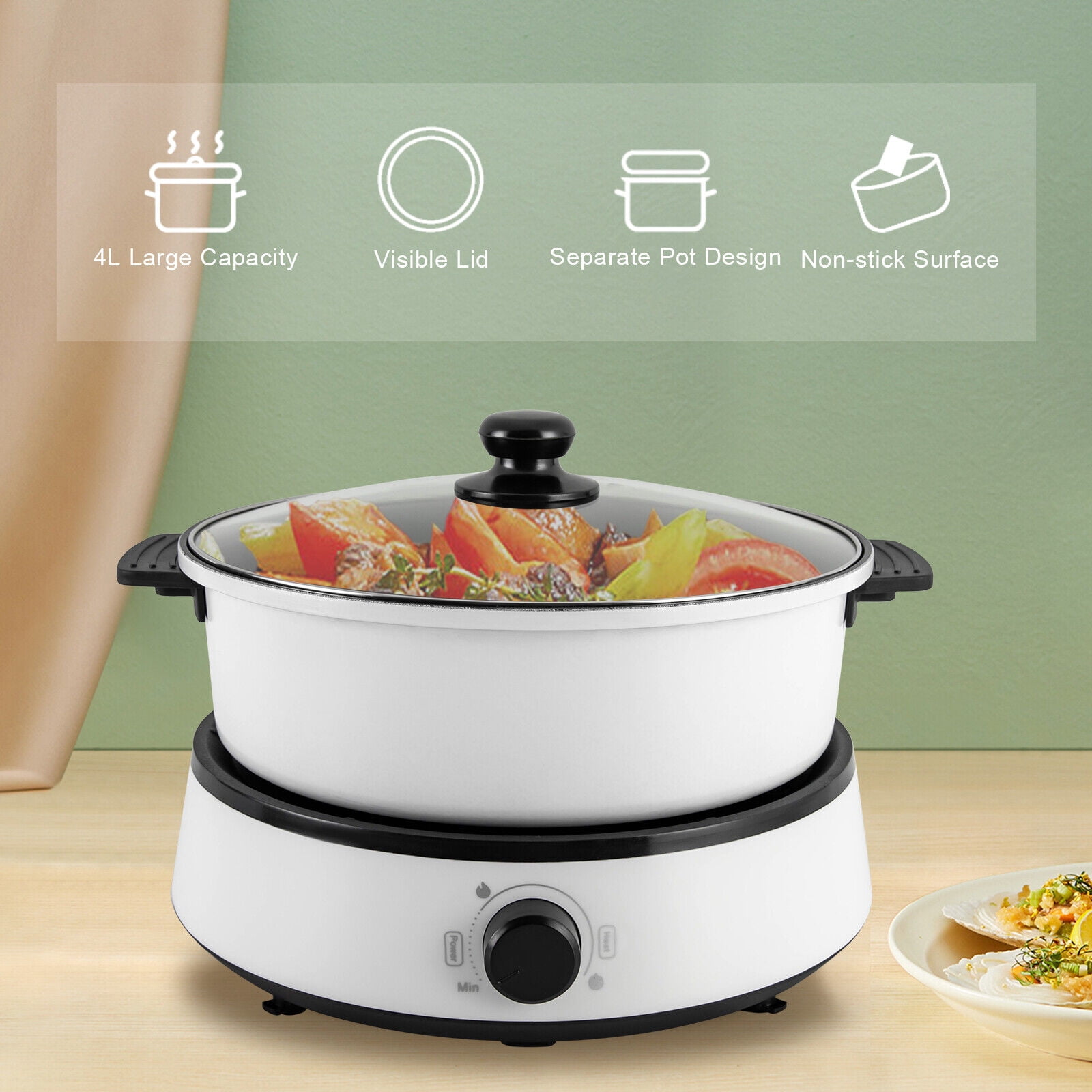 Electric Hot Pot with Induction Cooker Non Stick Electric Skillet ...
