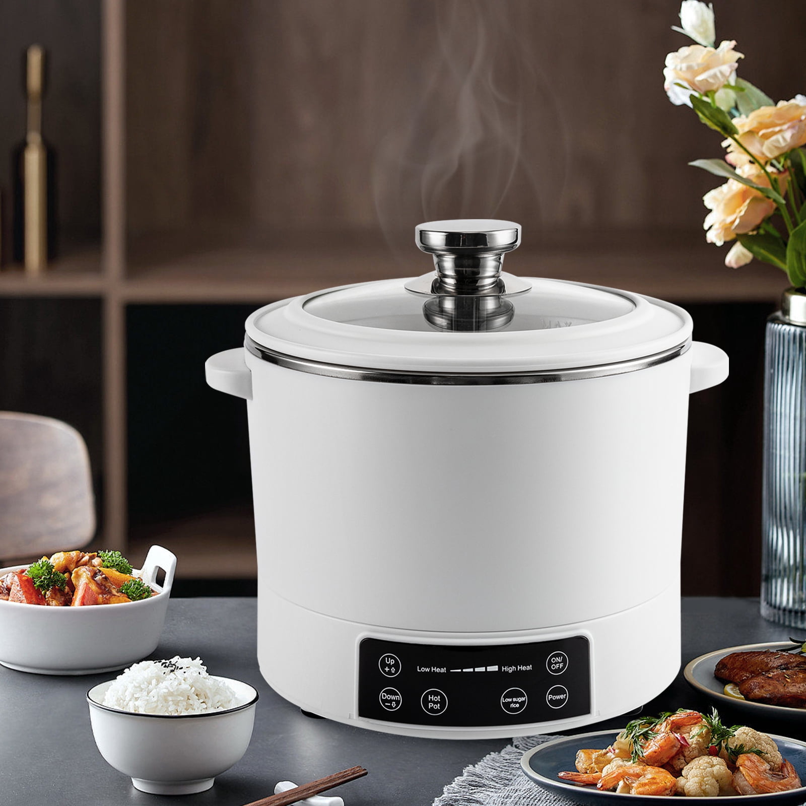 Electric Hot Pot with Steamer Smart Lifting 3L Electric Pot for Cooking ...