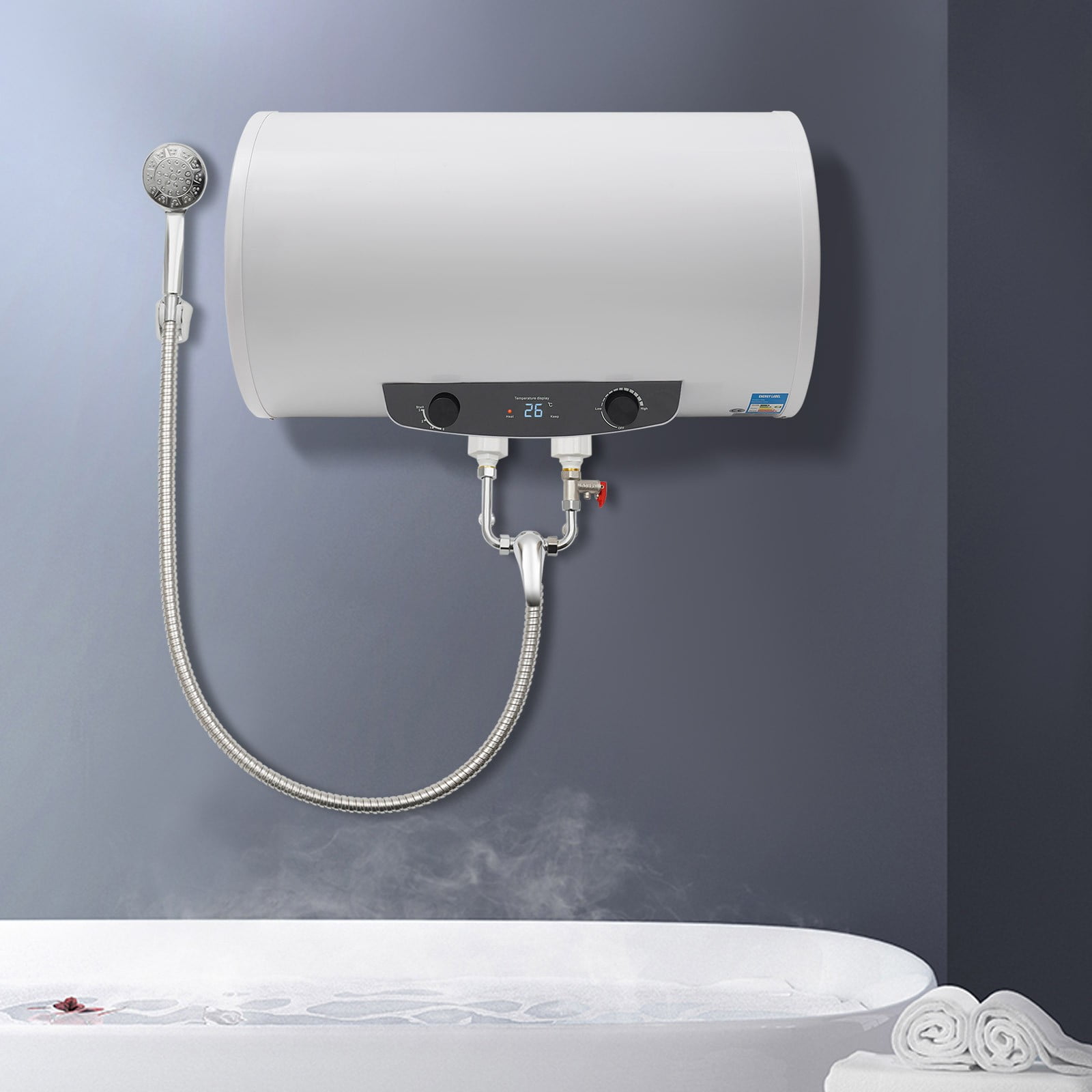 Electric Hot Water Heater – 30 Gallon Wall-Mounted Shower System ...