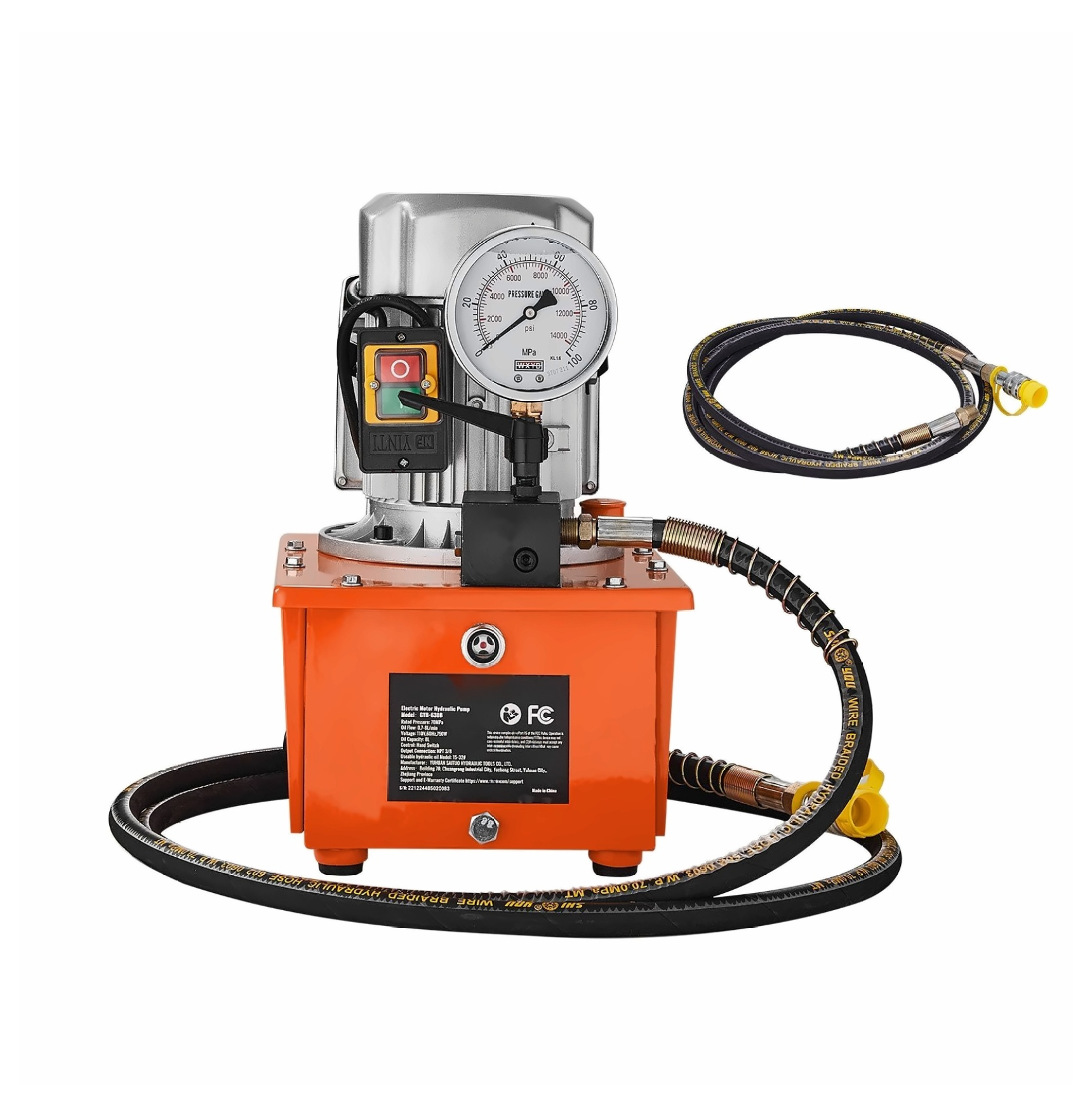 Electric Hydraulic Pump 10000 PSI 750W, 8L Capacity, Single Acting ...