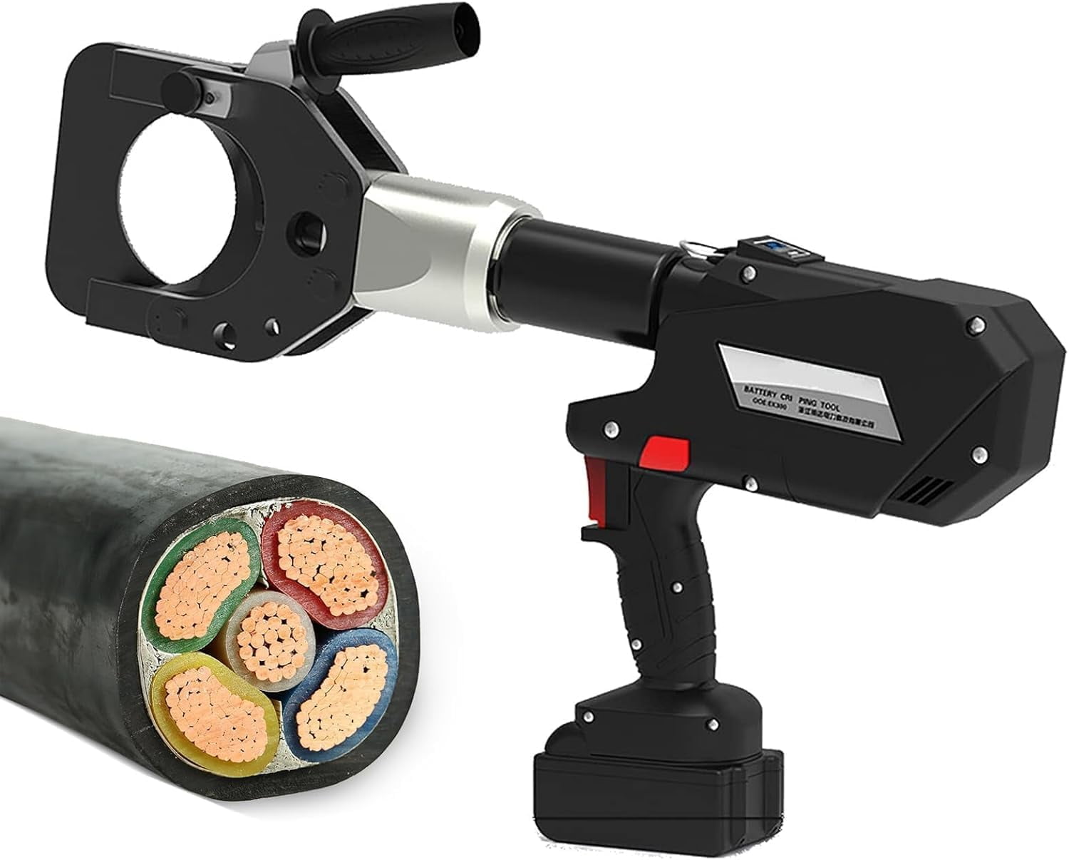 Electric Hydraulic Wire Crimper, Electric Ratchet Cable Cutter, 120KN ...