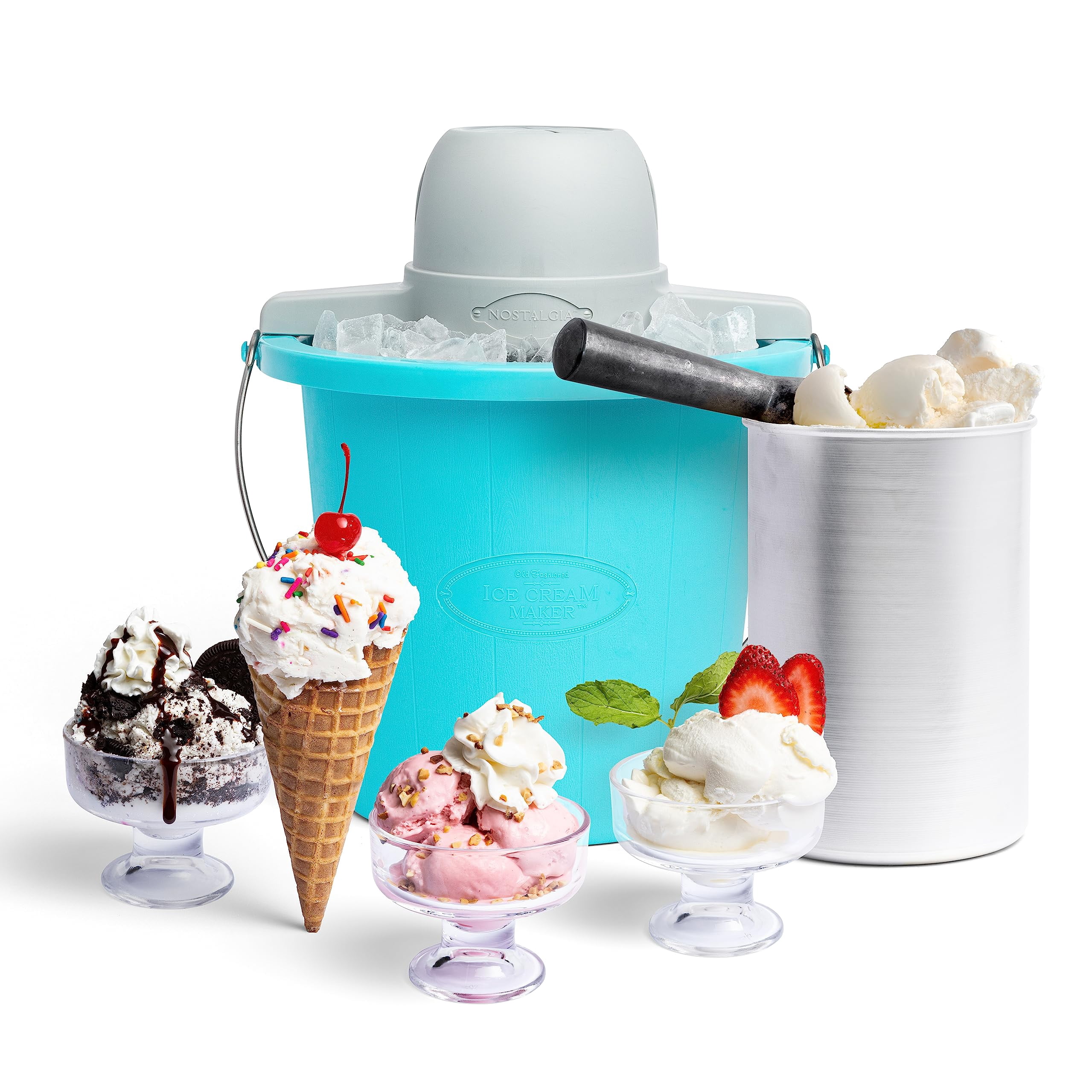 Electric Ice Cream Machine 4 Quart, Old Fashioned Soft Serve Maker for ...
