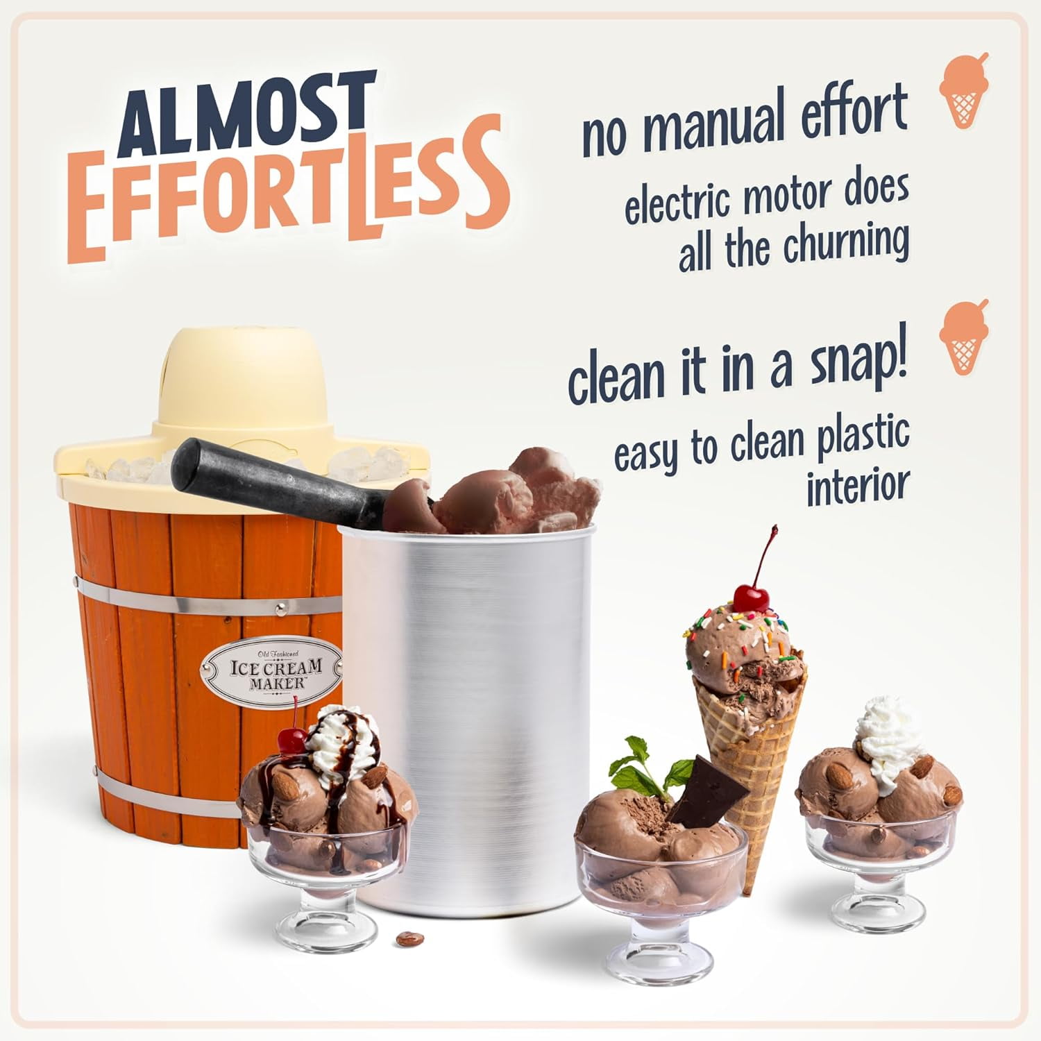 Electric Ice Cream Maker - Old Fashioned Soft Serve Ice Cream Machine ...