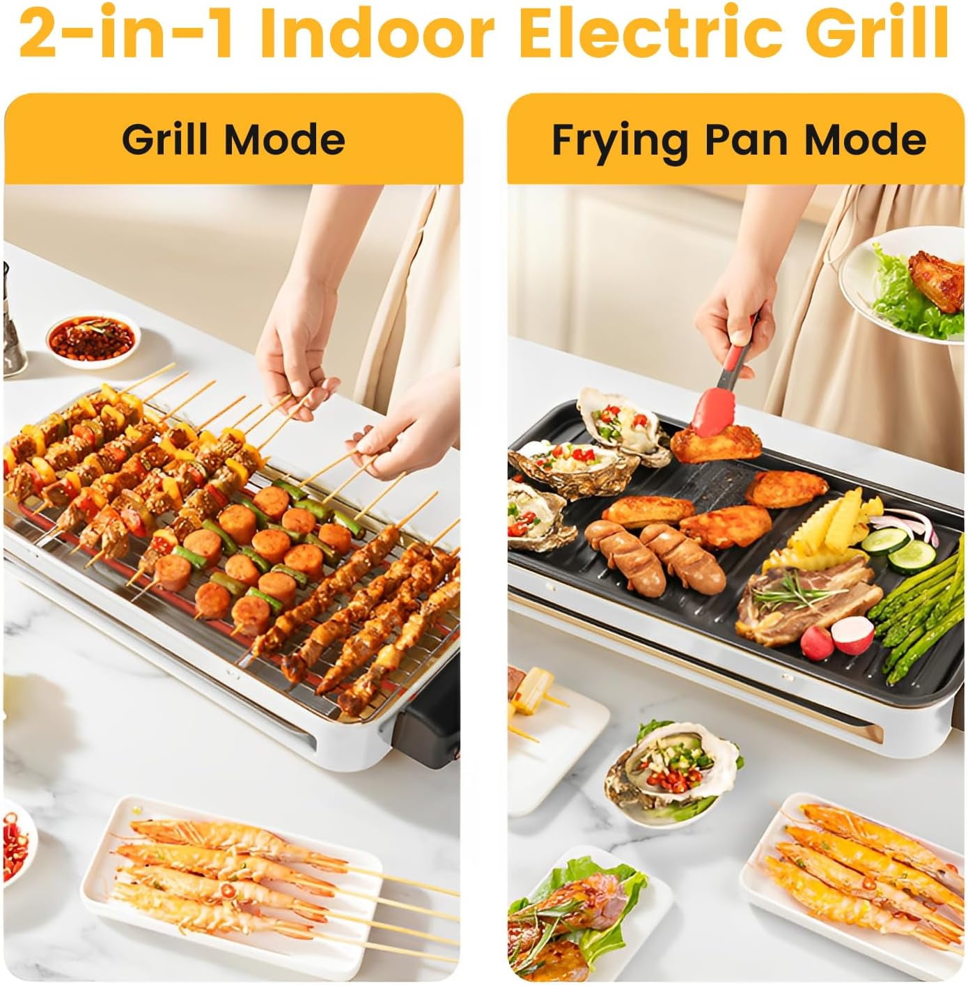 Electric Indoor Grill 1500W, 2 in 1 Smokeless Indoor Grills with Non ...