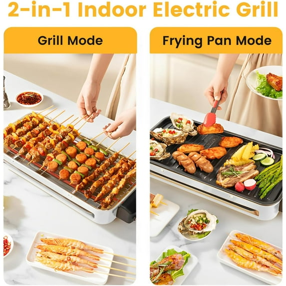 Electric Indoor Grill 1500W, 2 in 1 Smokeless Indoor Grills with Non ...