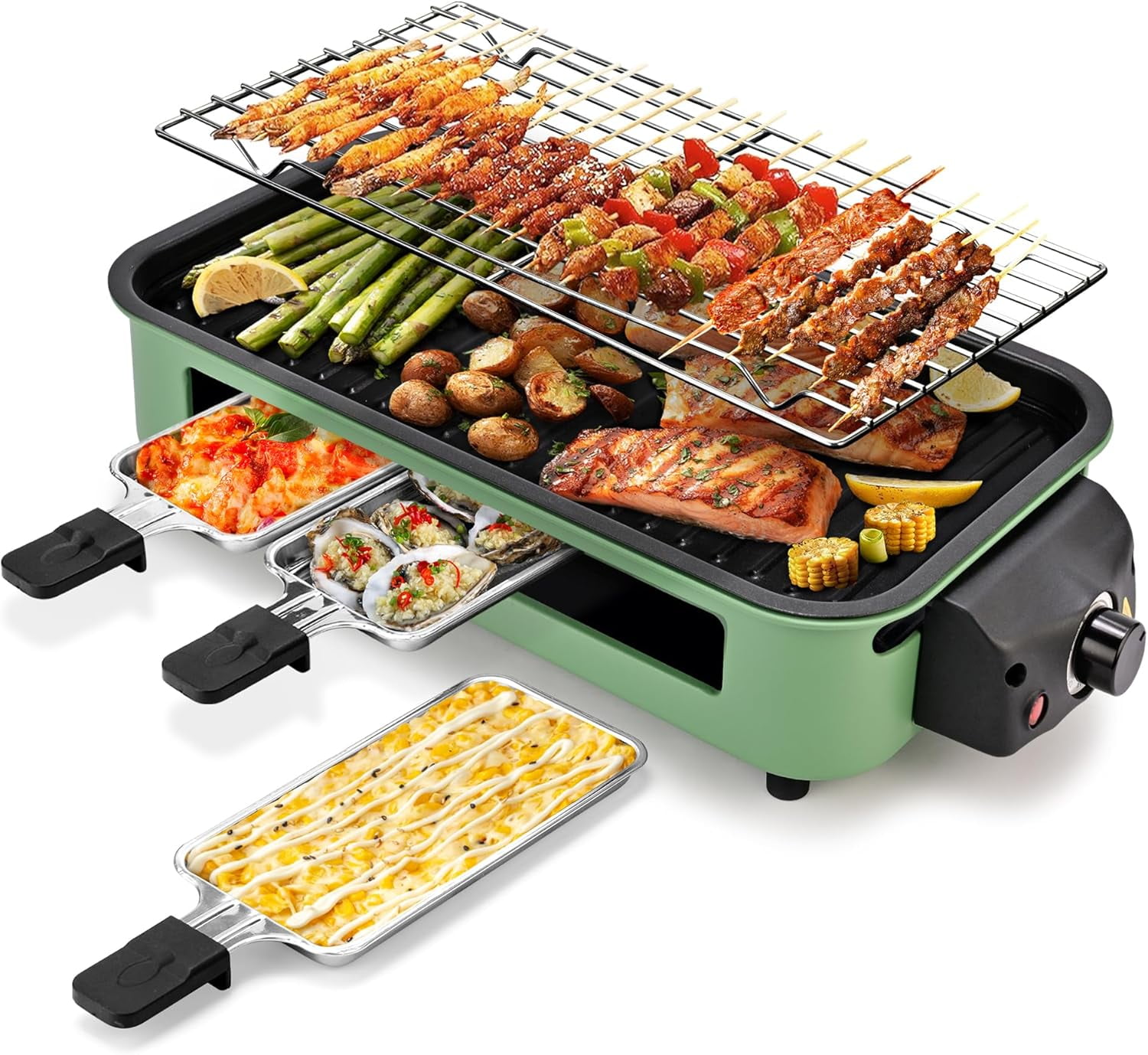 Electric Indoor Grill,2 in 1 Indoor Grills for Kitchen with Grill Net ...