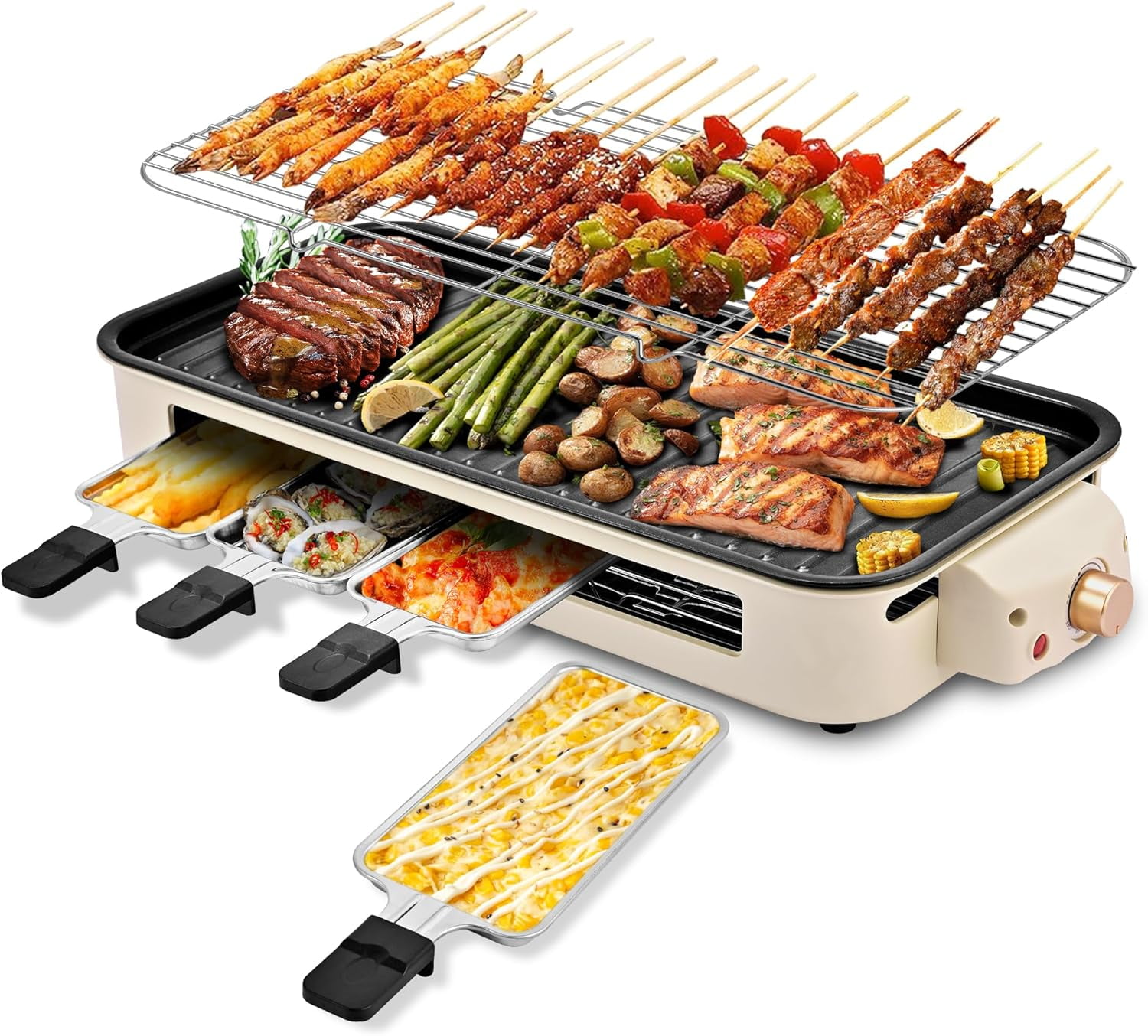 Electric Indoor Grill,2 in 1 Indoor Grills for Kitchen with Grill Net ...
