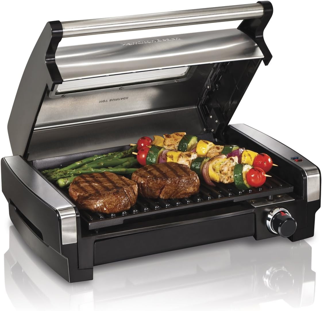 Electric Indoor Grill with Viewing Window and Adjustable Temperature ...