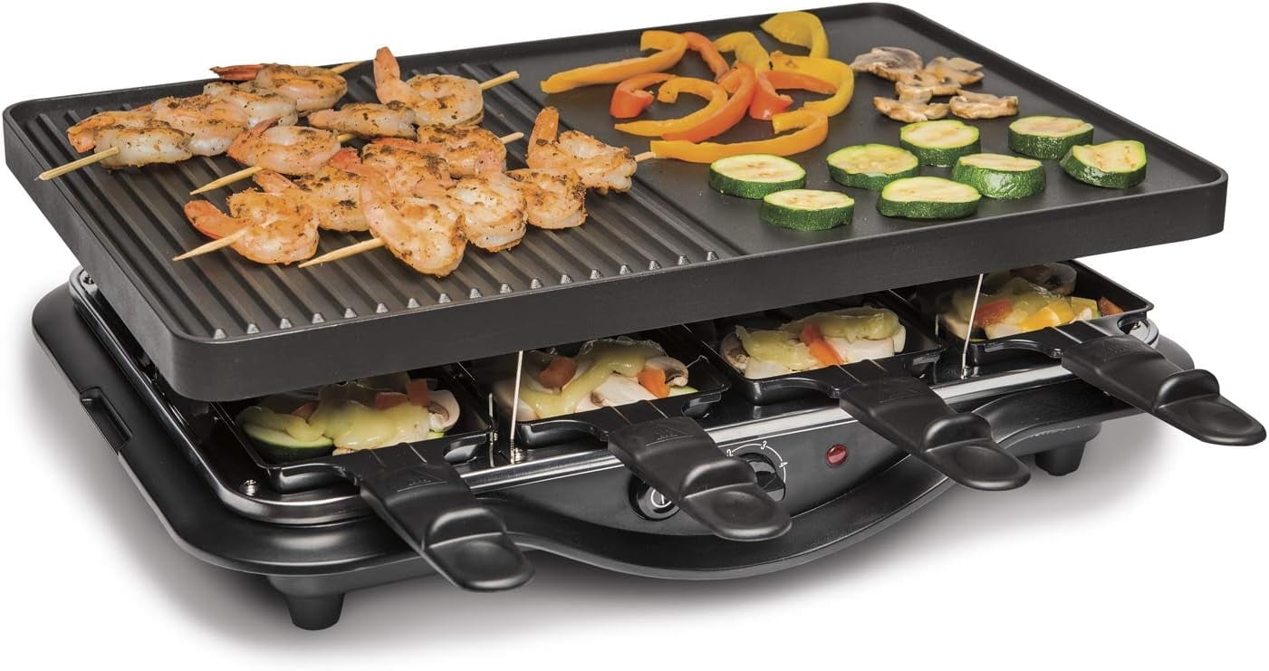 Electric Indoor Raclette Table Grill, PFAS-Free Serves up to 8 People ...