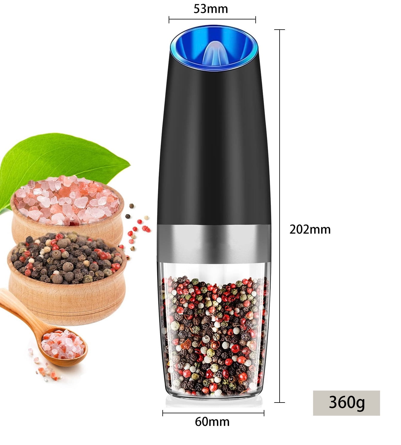 Electric Induction Pepper Grinder Gravity Induction Stainless Steel ...
