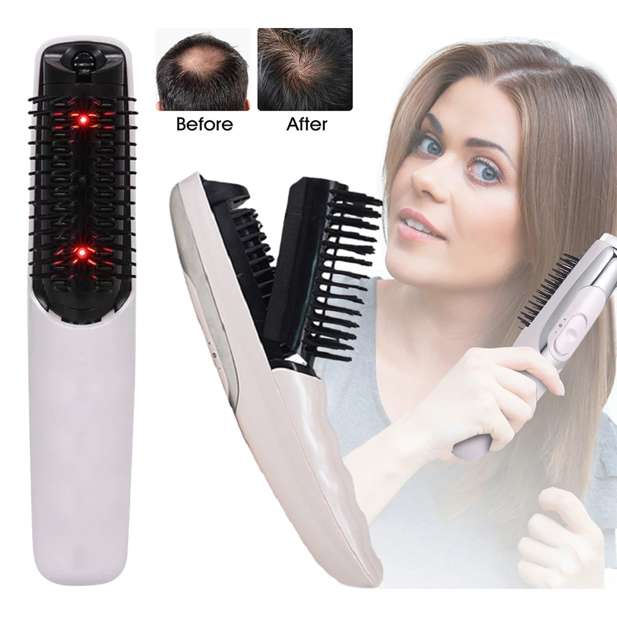 Electric Infrared Scalp Massager Comb, Hair Growth Comb, Red Blue Light ...