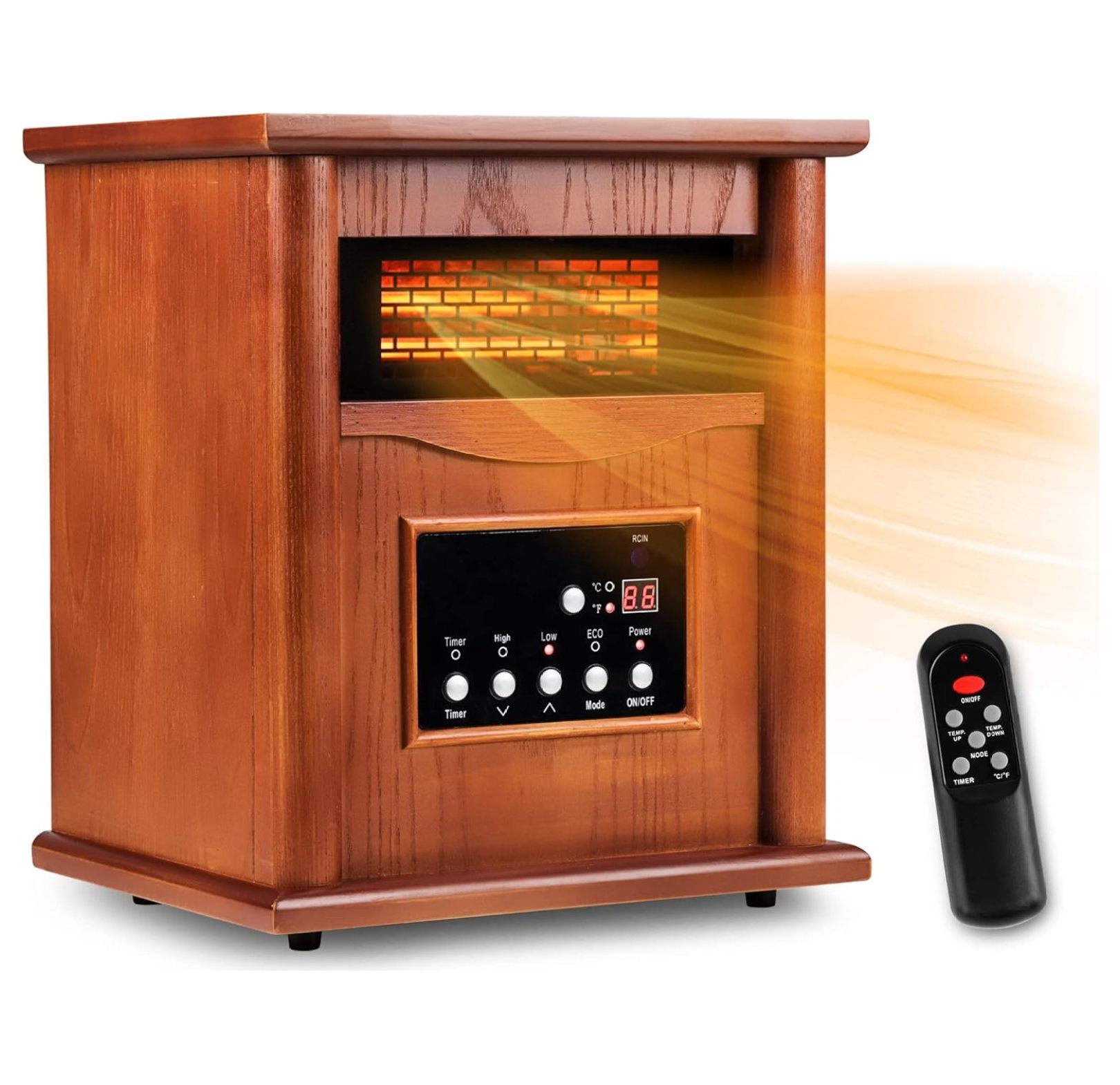 Electric Infrared Space Heater, Quartz Heater for Indoor Use, Tip-Over ...