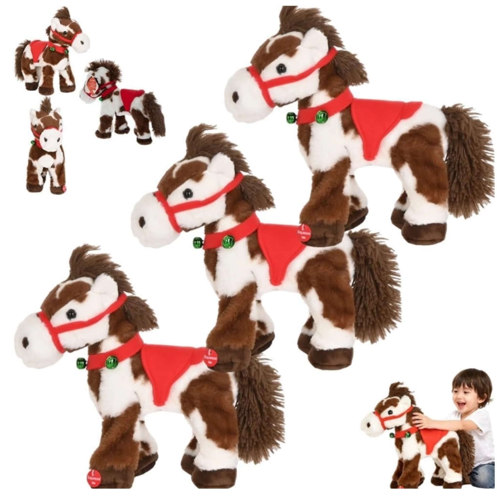 Electric Interactive Plush Horse Spotted, Walking Stuffed Pony with ...