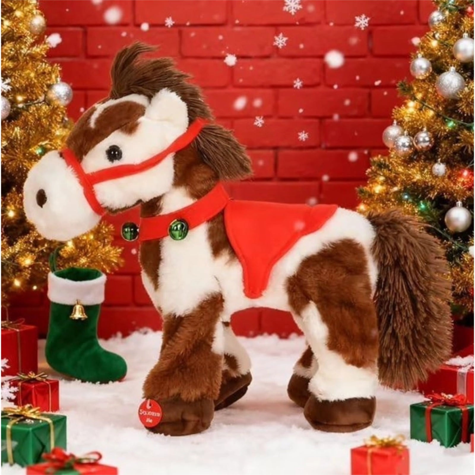 Electric Interactive Plush Horse Spotted, Walking Stuffed Pony with ...