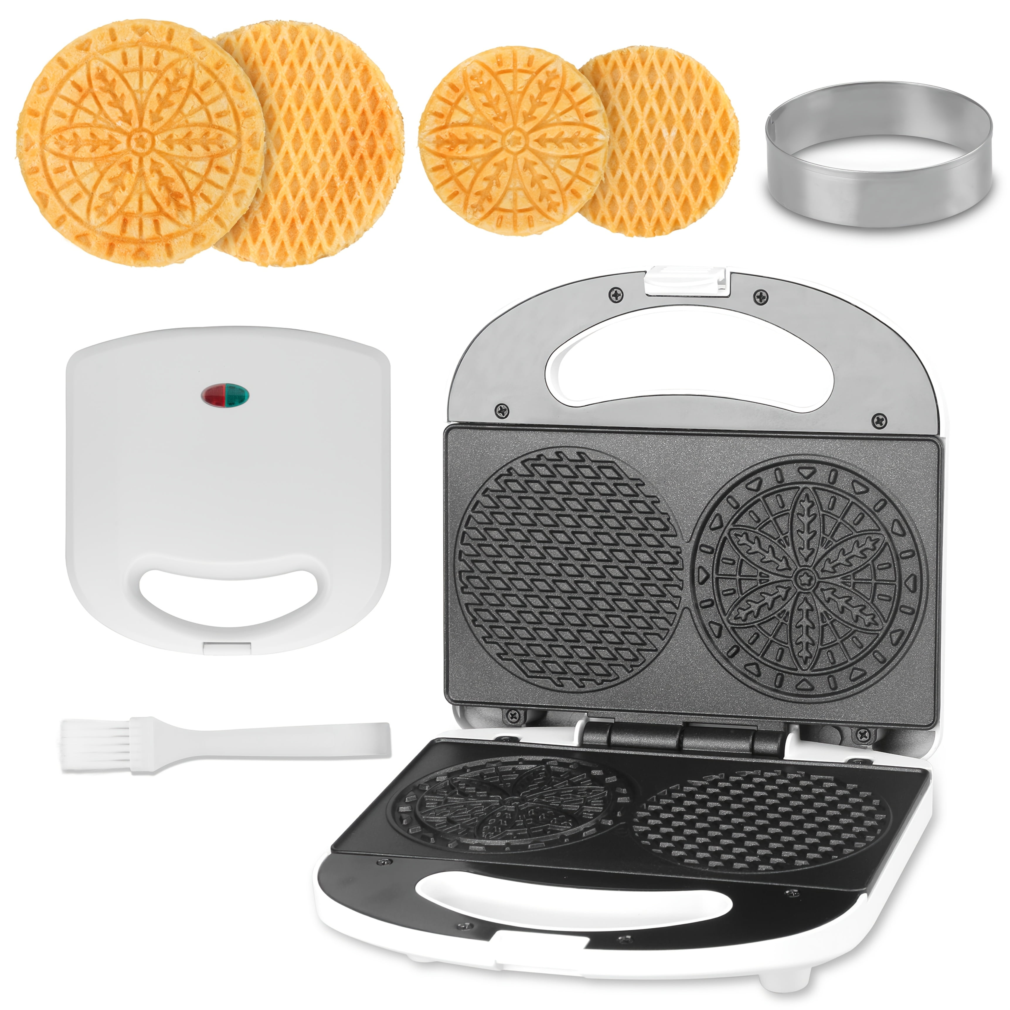 Electric Italian Pizzelle Maker with Snowflake Pattern, Nonstick Waffle ...