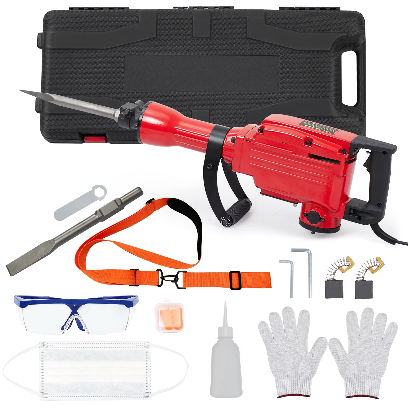 Electric Jack Hammer with Chisels Bit Set,Heavy-Duty Concrete Breaker ...