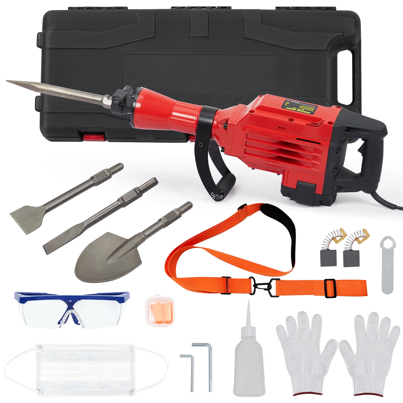 Electric Jack Hammer with Chisels Bit Set,Heavy-Duty Concrete Breaker ...