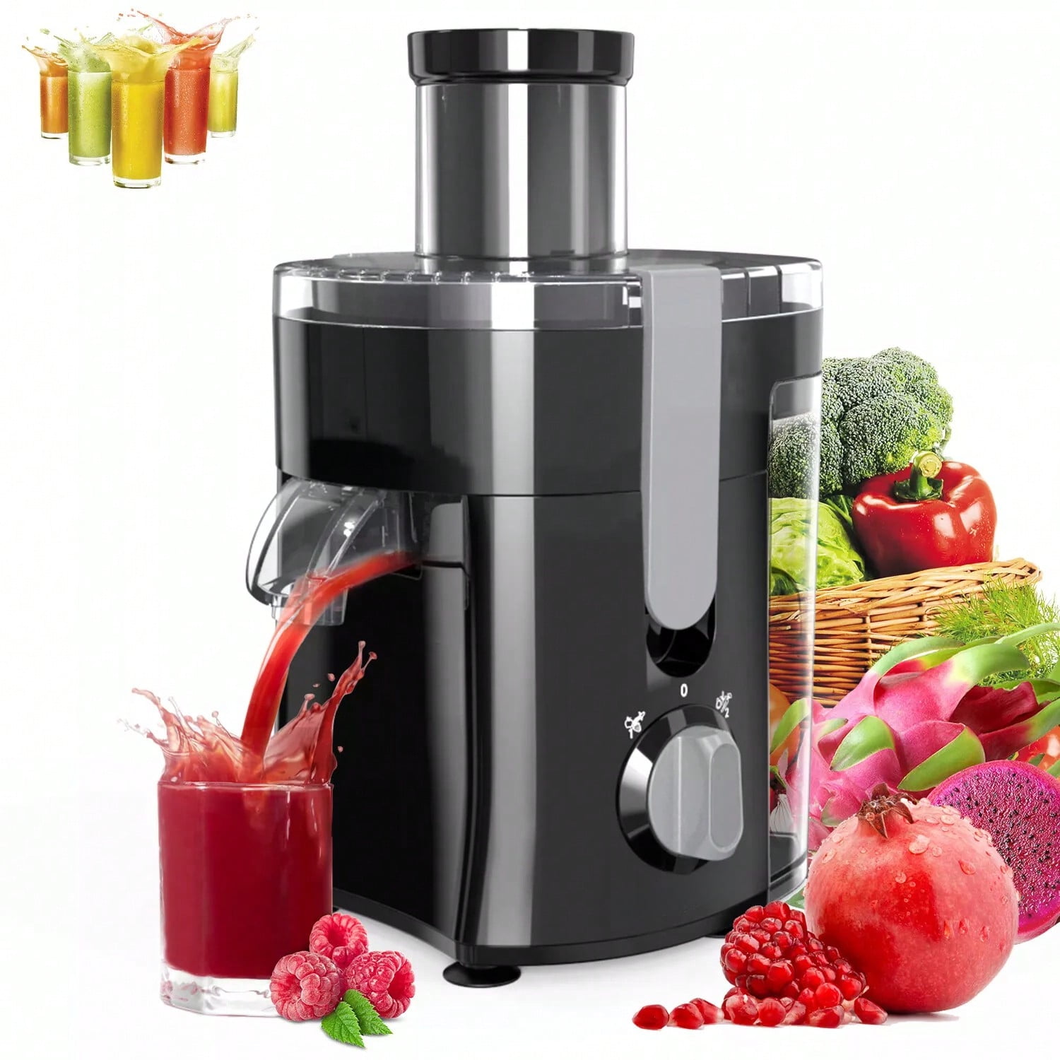 Electric Juicer, Large-Diameter Centrifugal High-Speed Juicer, 2 Speed ...