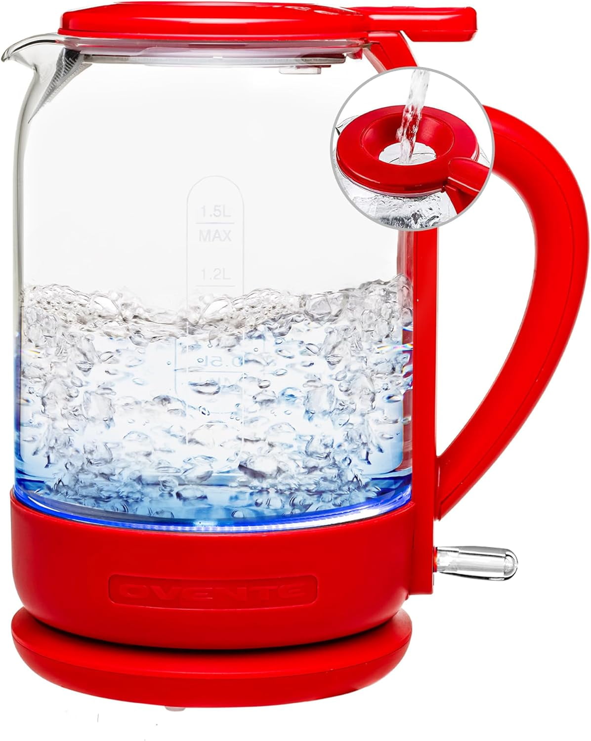 Electric Kettle with 1.5L Borosilicate Glass, 1500W Fast Boiling Water ...