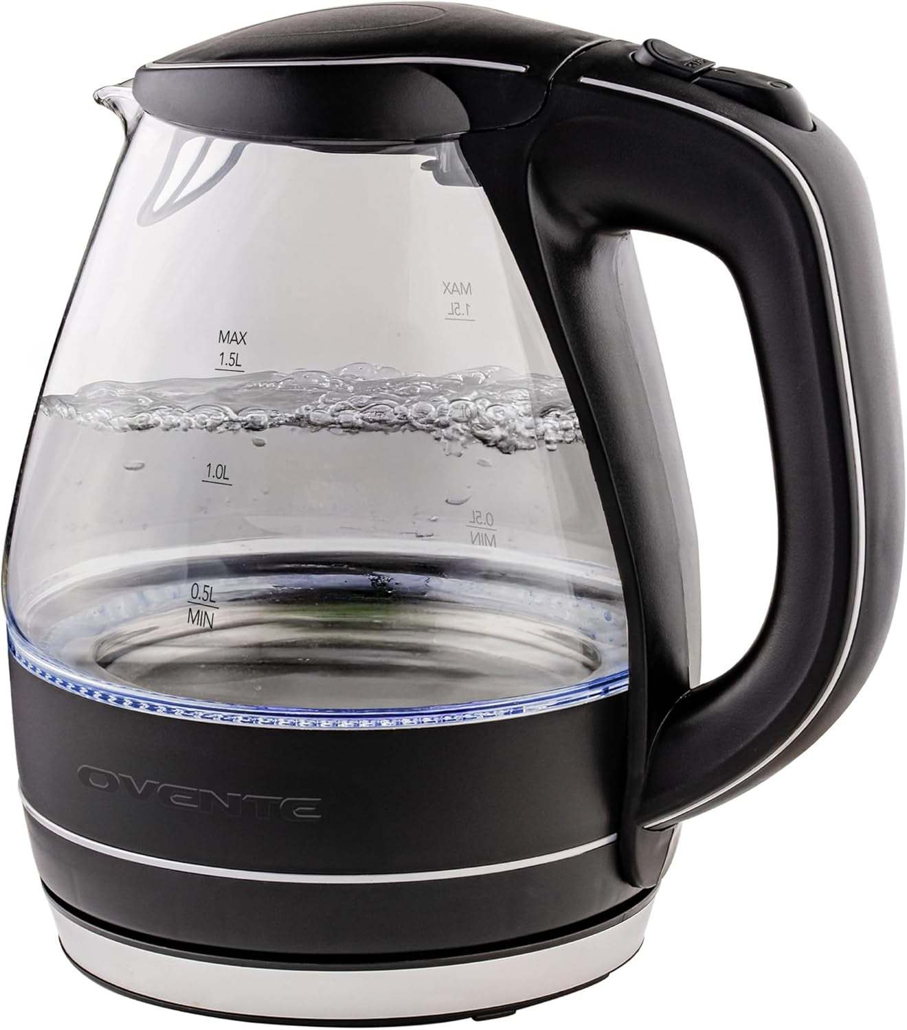 Electric Kettle, 1.5L Borosilicate Glass Countertop Water Heater and ...