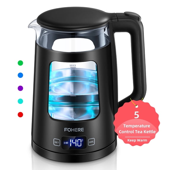 FOHERE Electric Kettle, Quick 1.7L Hot Water Pot with Variable Temp, 5 ...