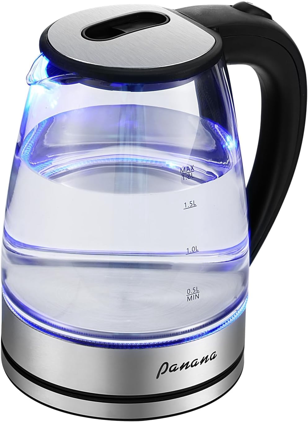 Electric Kettle, 1.8L Glass Kettles with Blue LED, 1200W, Built-In Mesh ...