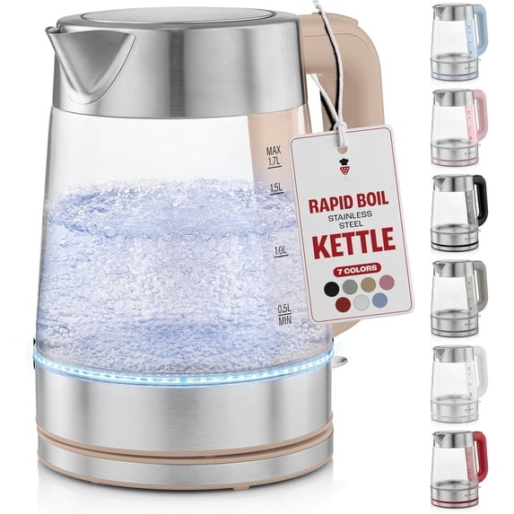 Electric Kettle for Boiling Hot Tea & Water | 1.7L Stainless Steel ...