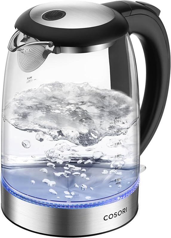 Electric Kettle, No Plastic Filter & Spout, 1.7L Tea Kettle & Hot Water ...