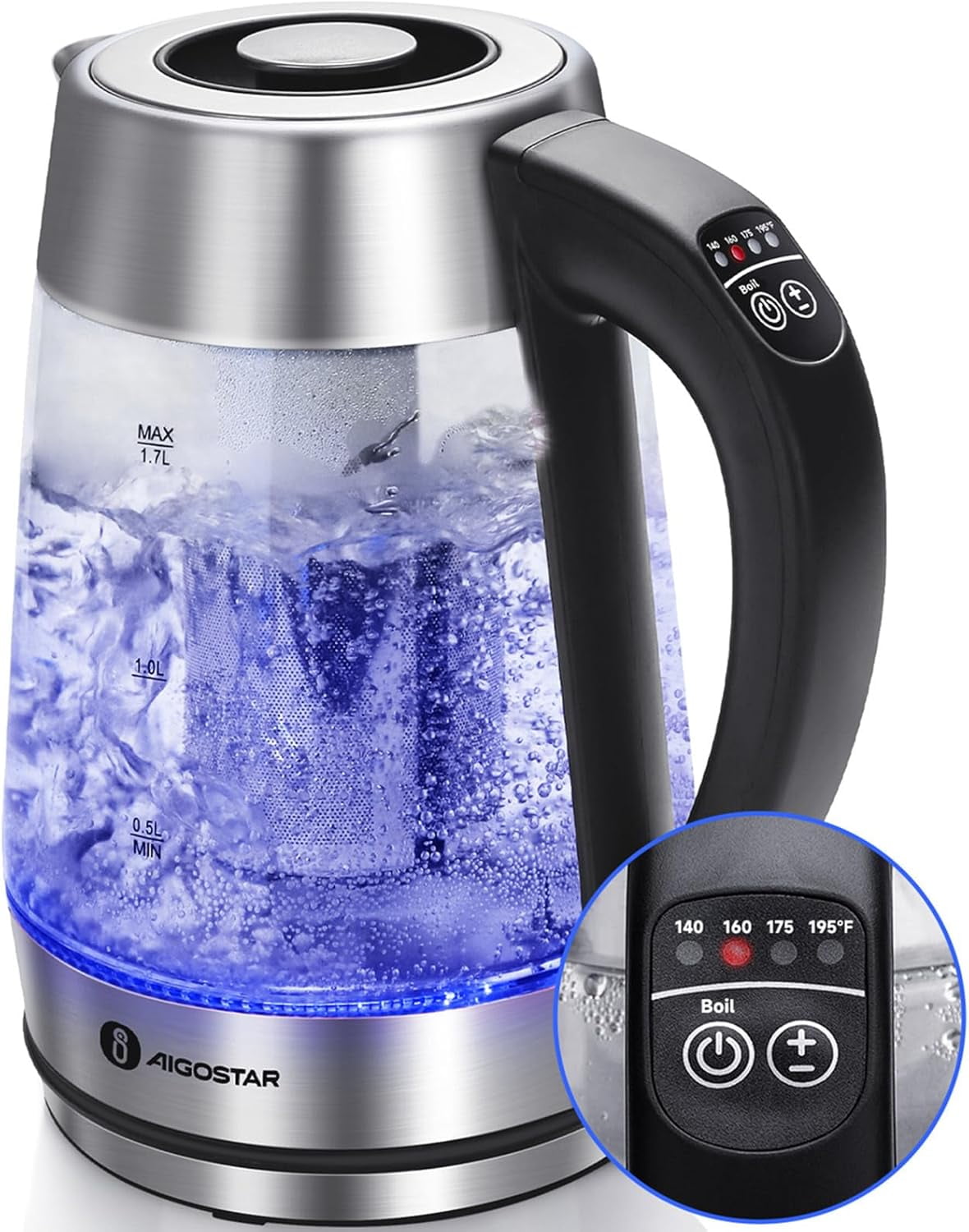 Electric Kettle, Tea Kettle with Temperature Control and Tea Infuser ...