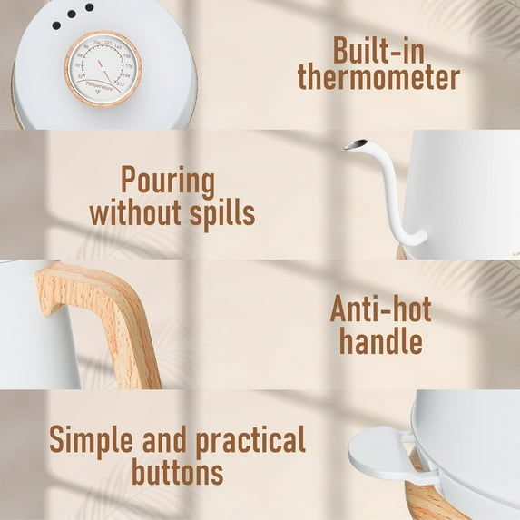 Electric Kettle with Thermometer,Electric Tea Kettle 1L with Auto Shut ...