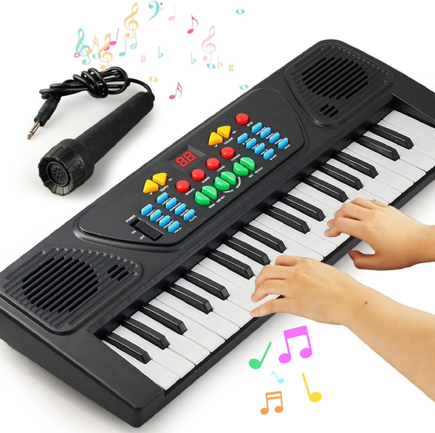 Electric Keyboard 37 Keys Kids Piano Musical Instrument with Microphone ...