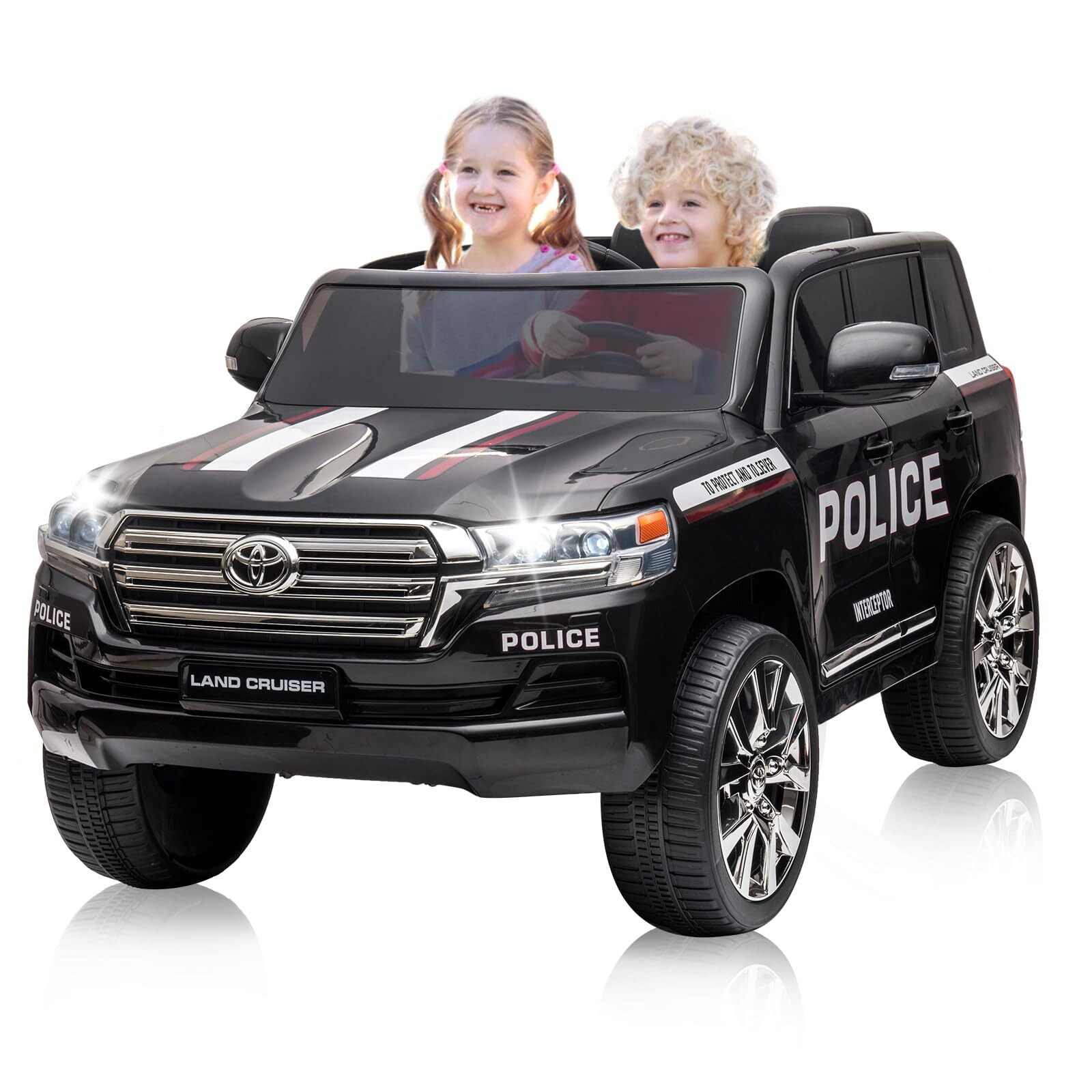 Electric Kids Ride on Police Car SUV, 2 Seater Truck 12V Licensed ...