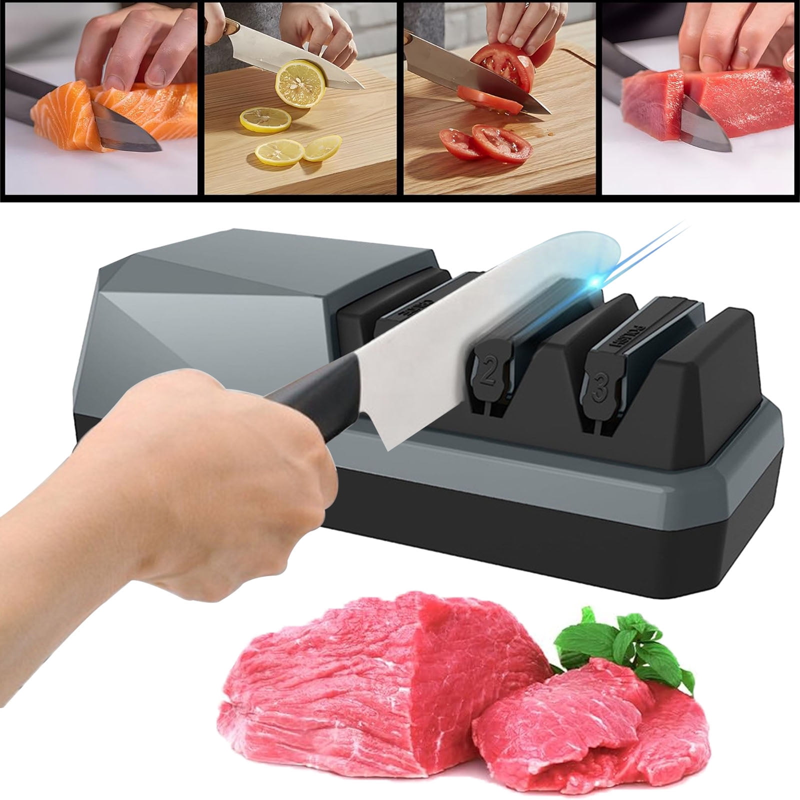 FAMKIT Electric Knife Sharpener, 3 Stage Professional Knife Sharpening ...