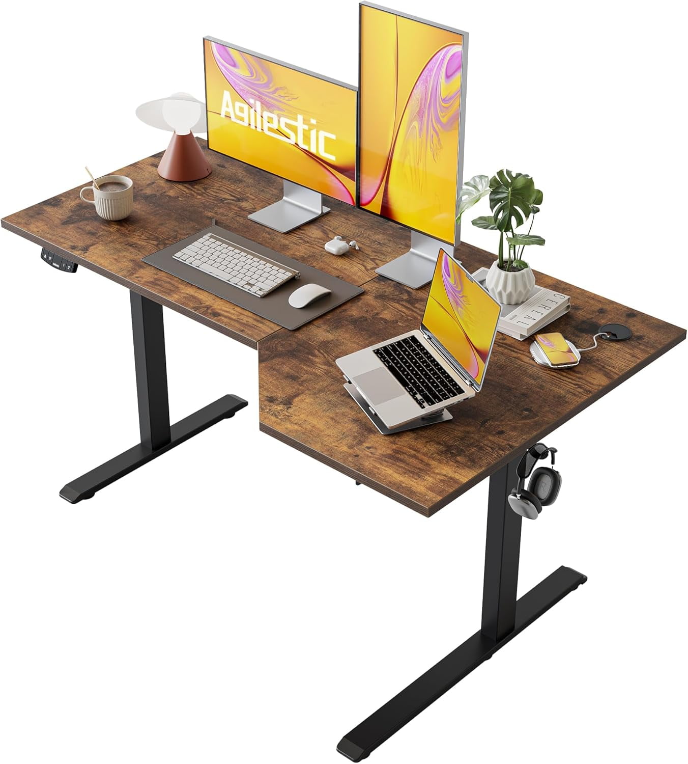 Electric L-Shaped Standing Desk, 55 Inches Height Adjustable, Sit and ...
