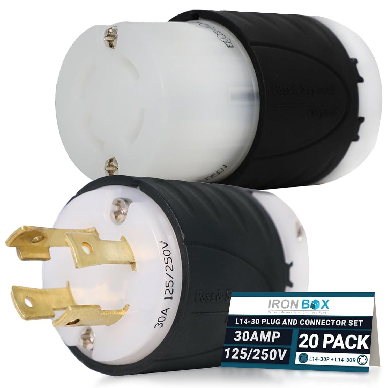 Electric L14-30P + L14-30R Generator Plug & Connector Set - 30A, 125 ...