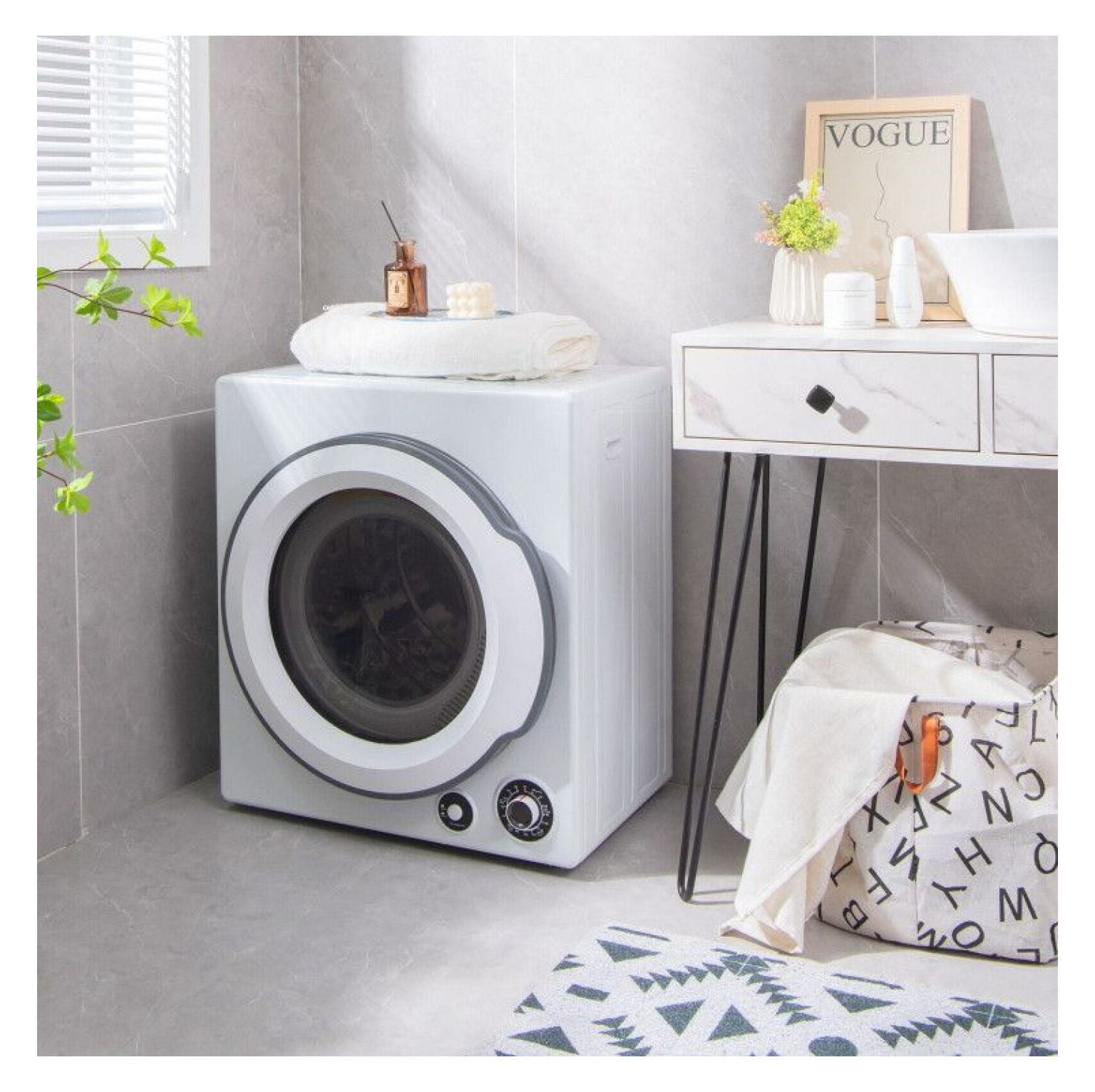 Electric Laundry Dryer, 13.2lbs Compact Tumble Dryer with Stainless ...