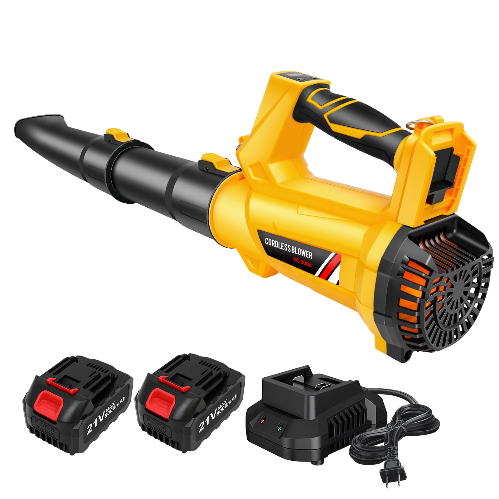Electric Leaf Blower Cordless, 170 MPH, 2 x 6.0Ah Batteries & Charger ...