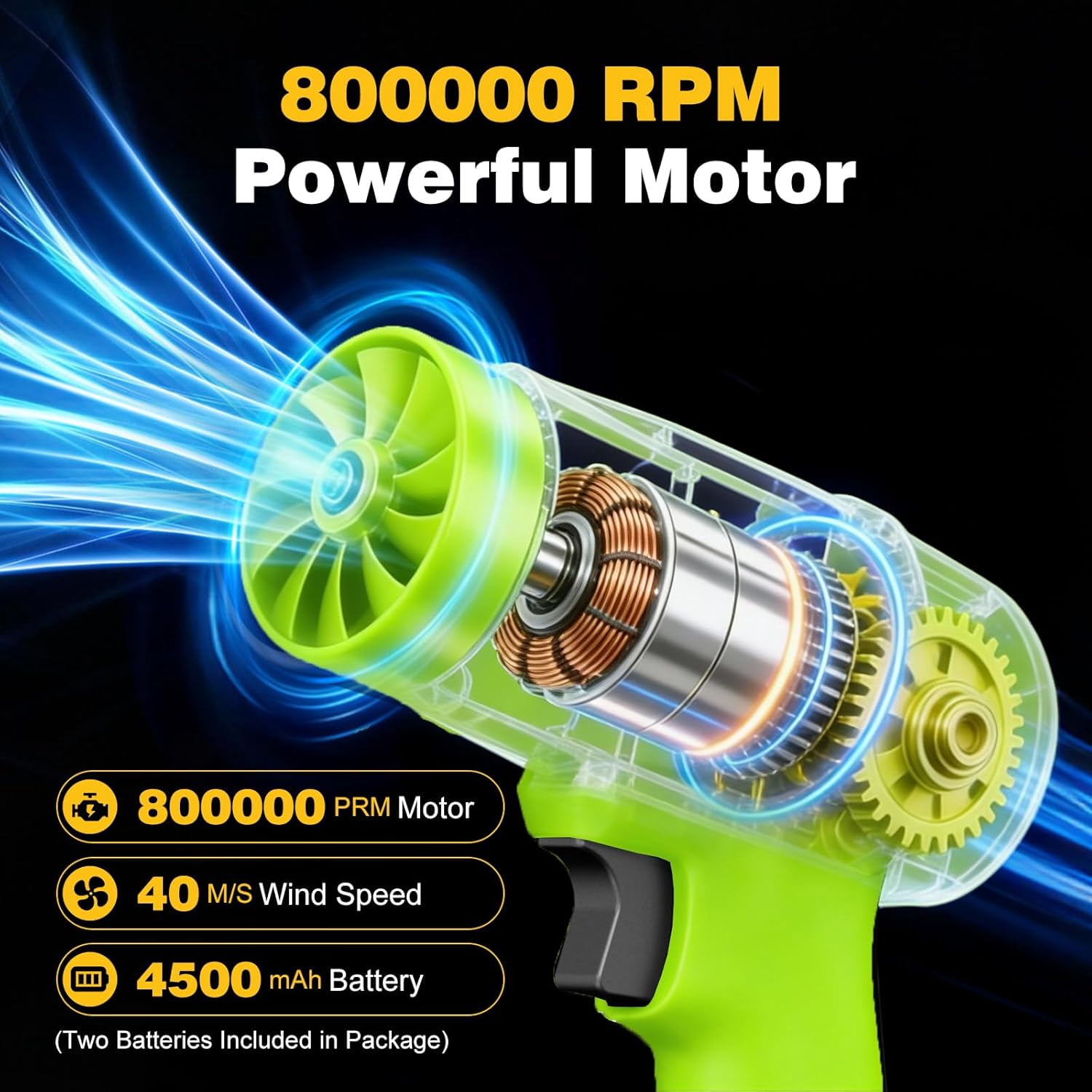 Electric Leaf Blower, Handheld Car Vacuum Cleaner, Wind Speed Cordless ...